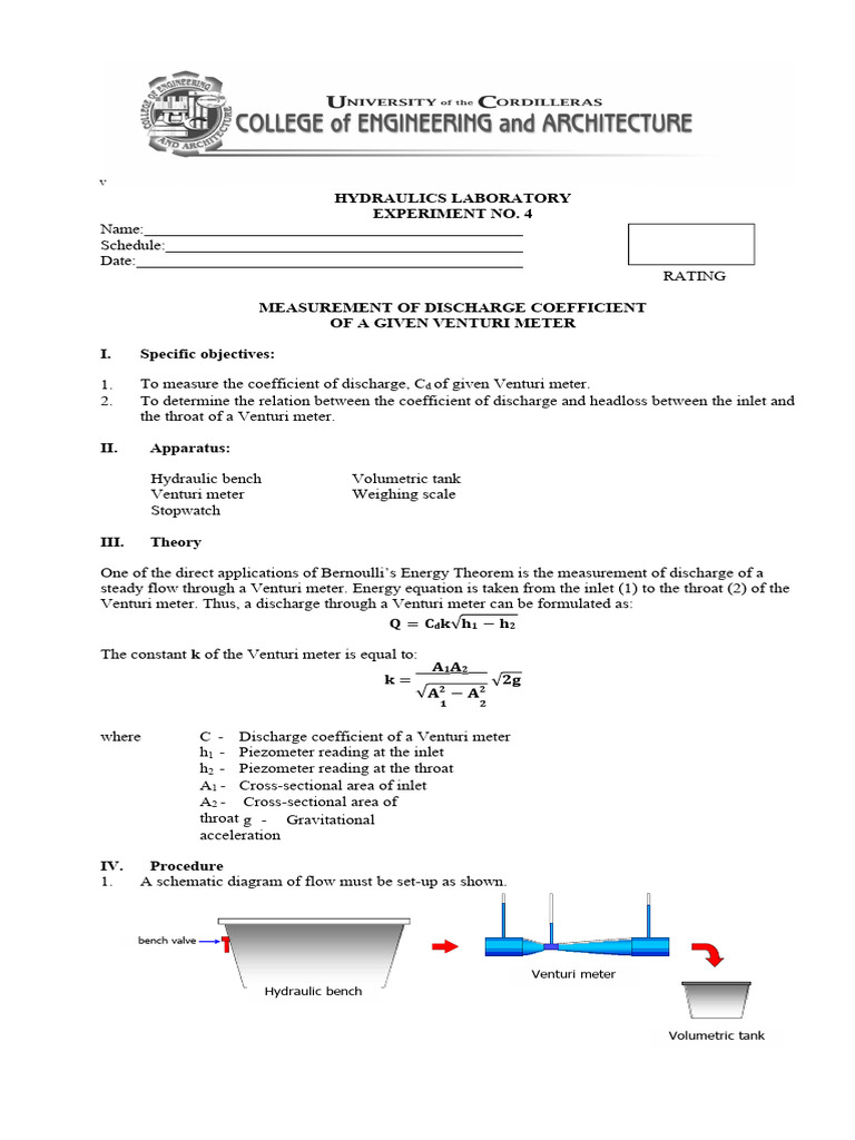 Experiment No. 4 | PDF | Discharge (Hydrology) | Valve