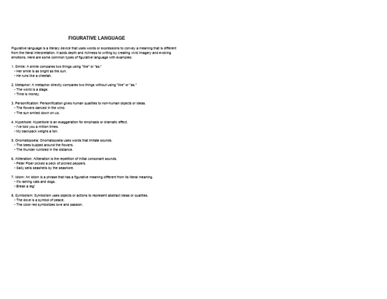 Figurative Language Note | PDF