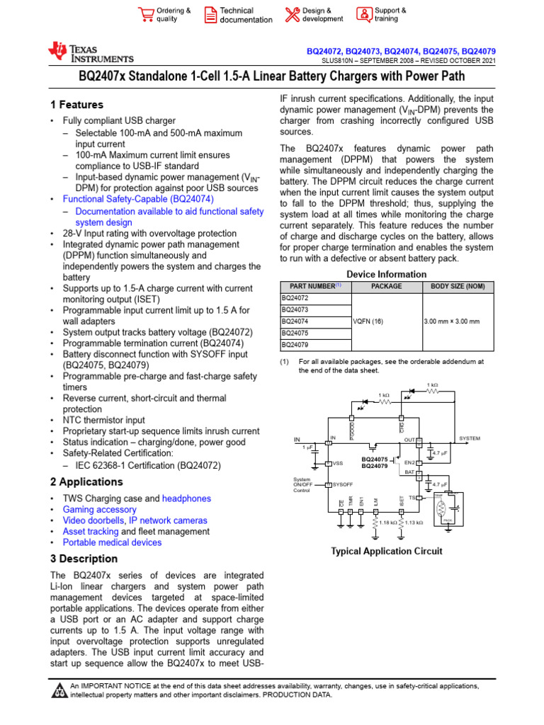 BQ 24073 | PDF | Electrostatic Discharge | Battery Charger