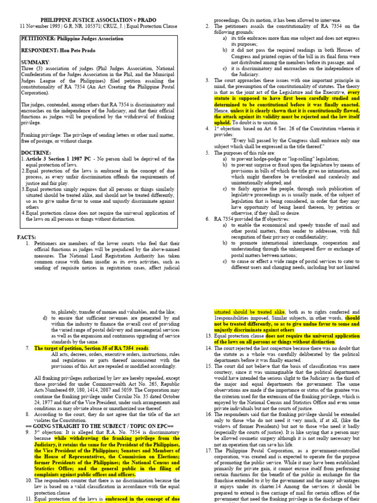 Phil Judges Association V Prado | PDF | Equal Protection Clause ...