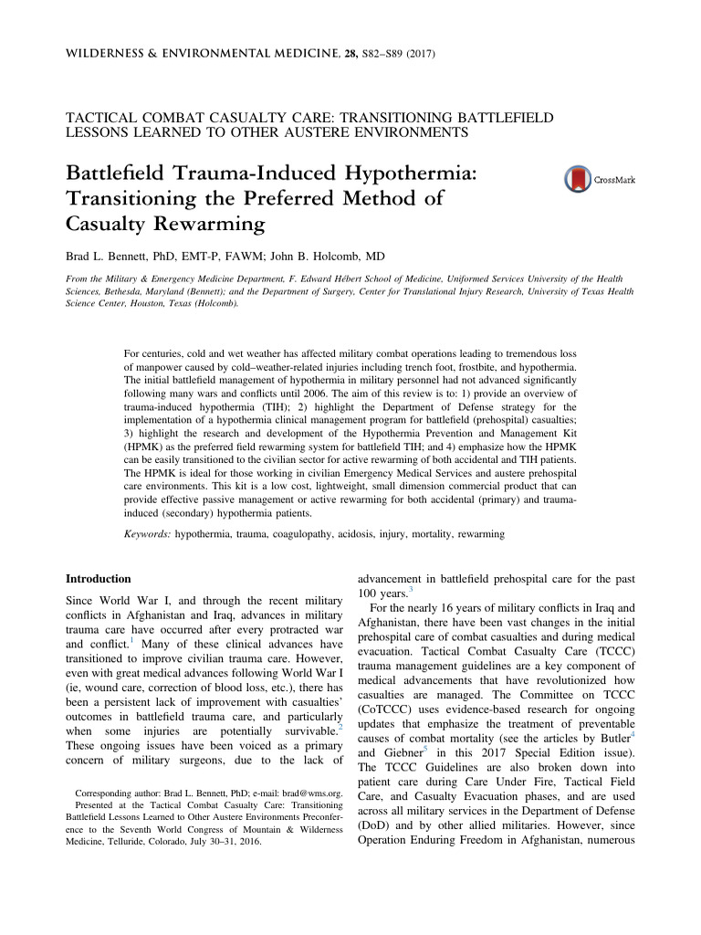 Battlefield Trauma Induced Hypothermia Transition | PDF | Hypothermia | Medicine