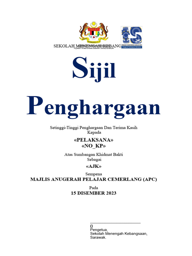 Sijil Apc Pelaksana 2023 | PDF