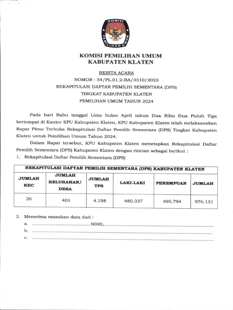 1684899121ba Pleno DPS - Pemilu 2024 | PDF