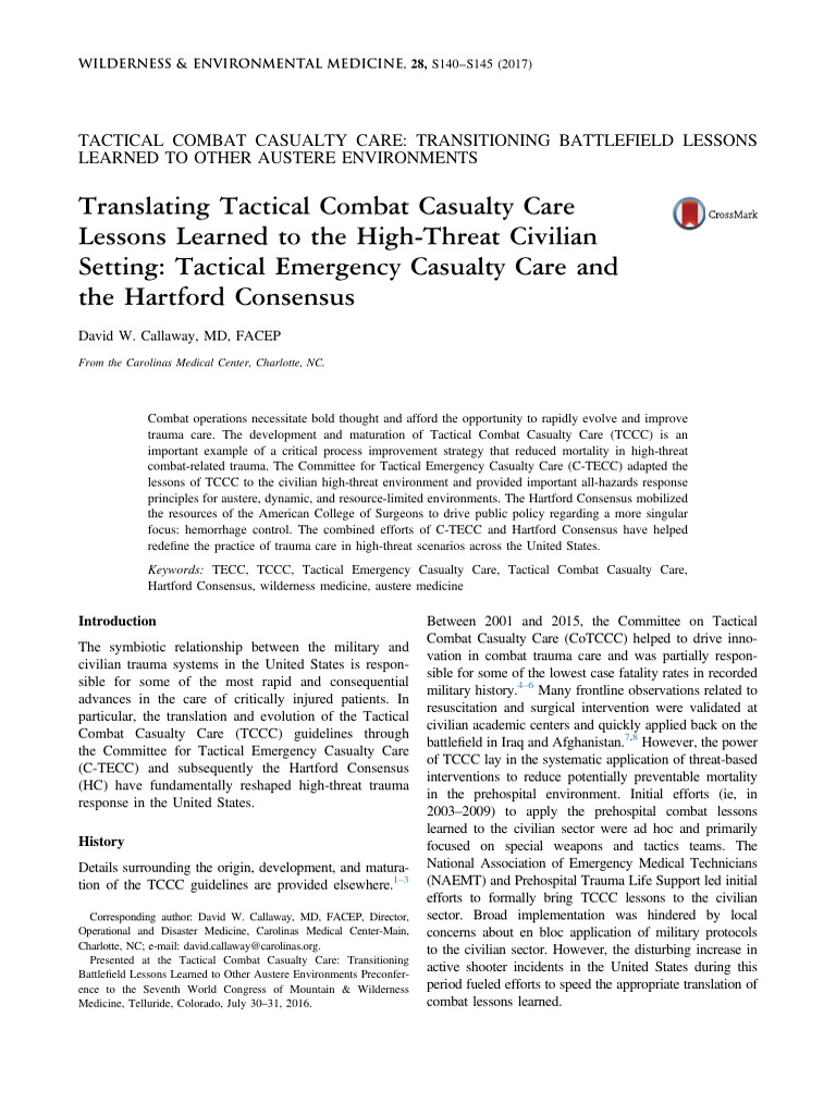 Translating Tactical Combat Casualty Care Lessons | PDF | Medical ...