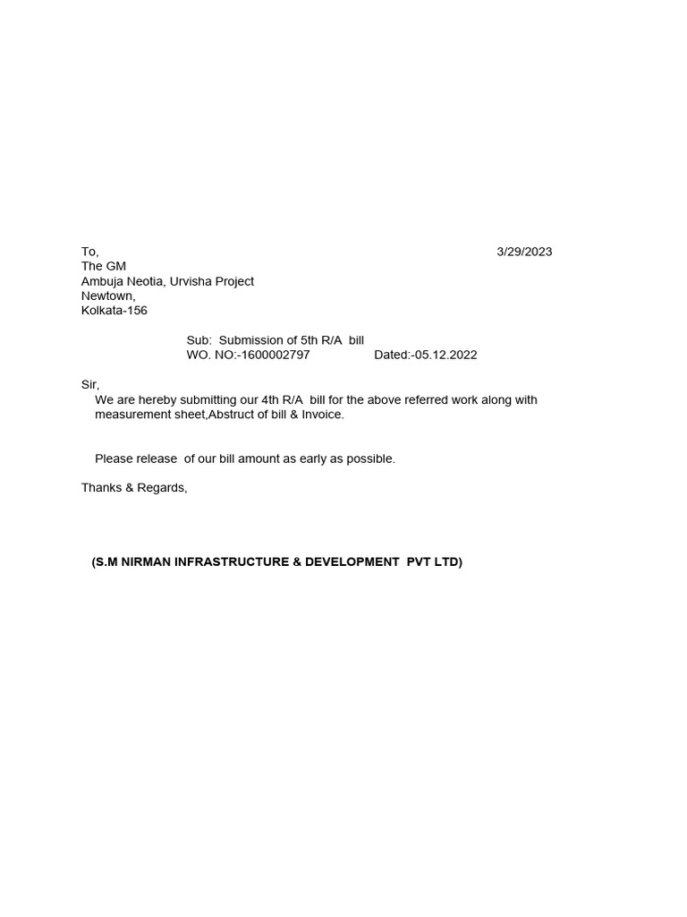 5th RA BILL Final | PDF | Public Finance | Payments