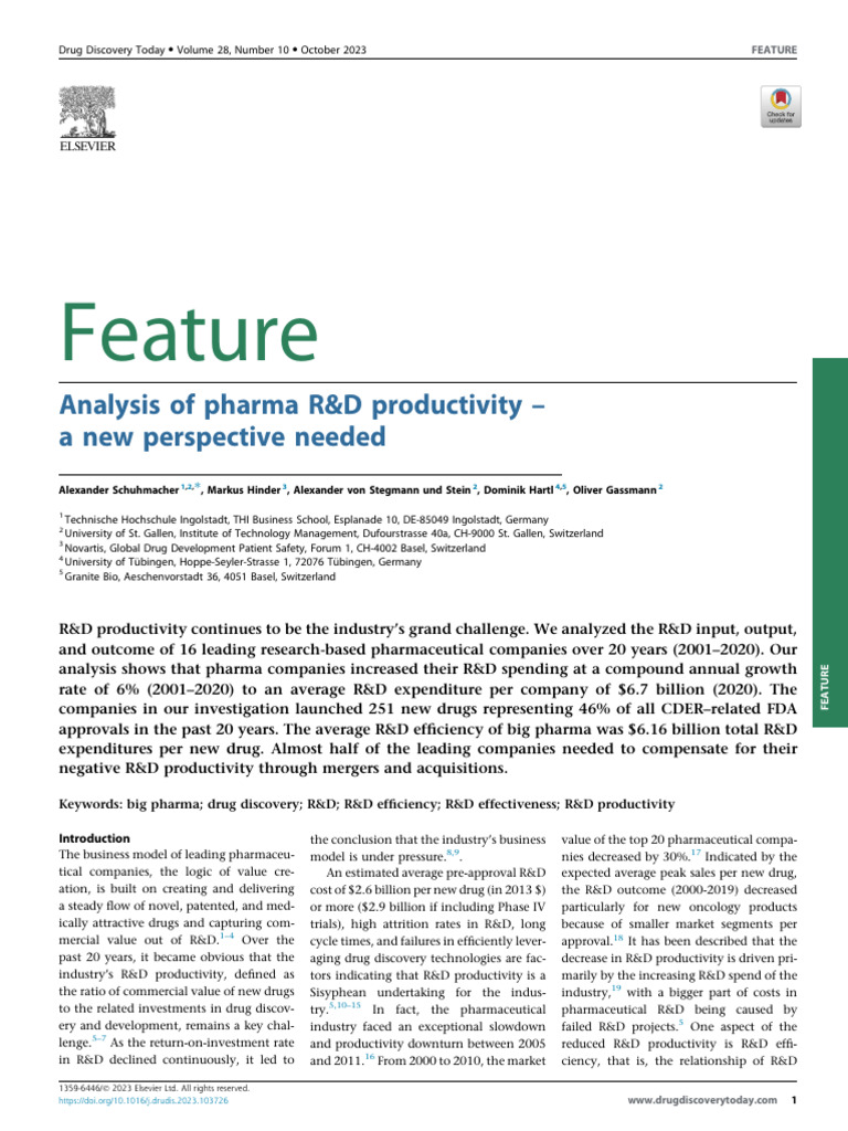 23 DDT Analysis of Pharma R&D Productivity | Download Free PDF | Pharmaceutical Industry ...