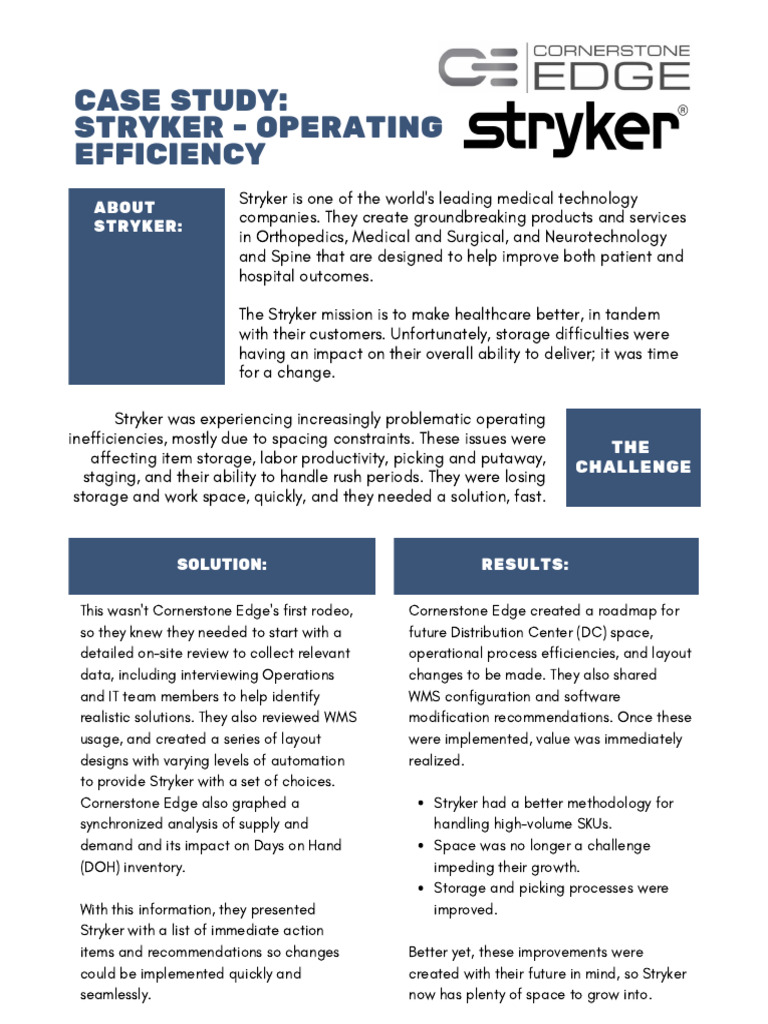 CASE STUDY Stryker Corporation | PDF | Business | Systems Science