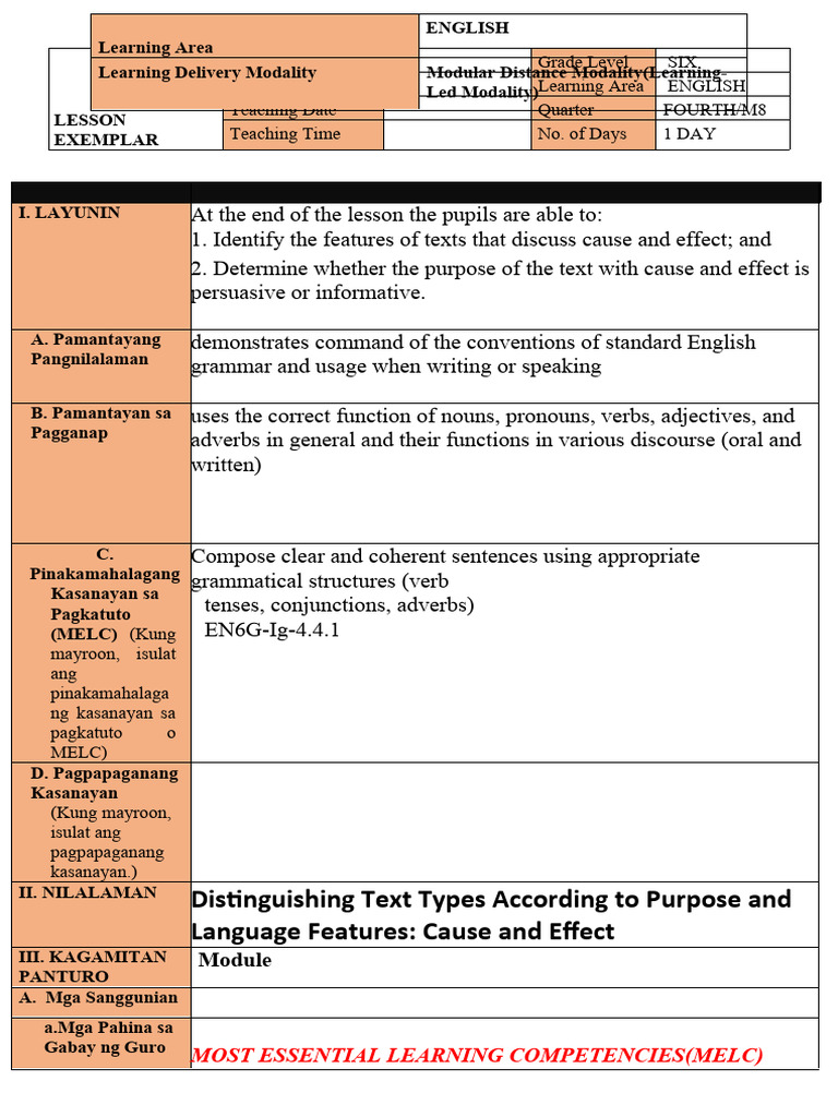 IDEA-EXEMPLAR ENGLISH 6 M 9 q4 | PDF | Climate Change | Greenhouse Effect