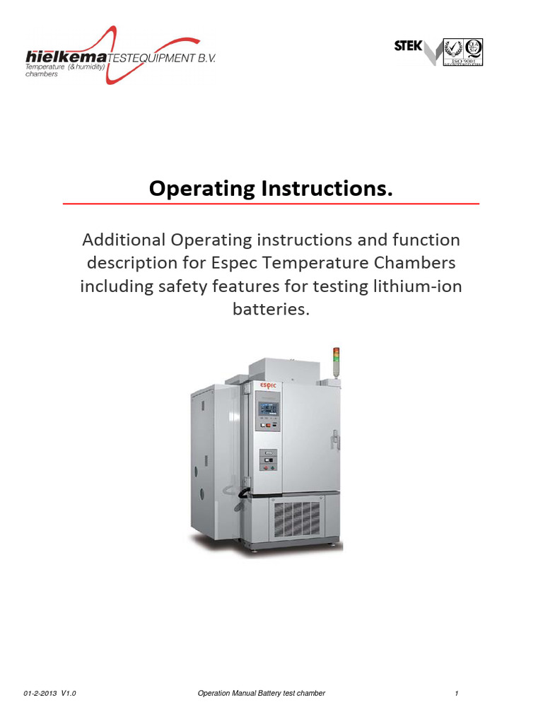 HTE12146 - V1.0 - Operation Instruction Espec Chamber With Safety ...