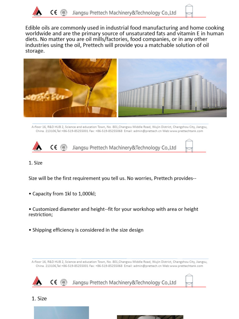 Edible Oil Storage Tank 2022 | PDF | Boiler | Cooking Oil