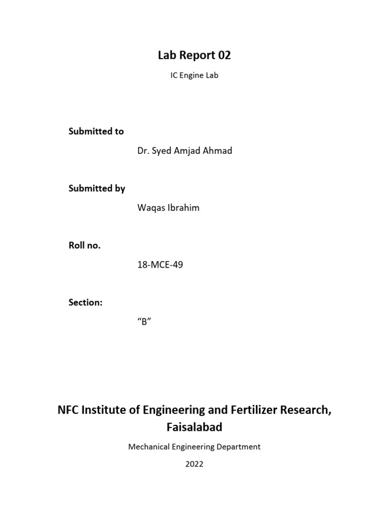 Experiment No 2 Ic Engine | PDF | Engines | Throttle