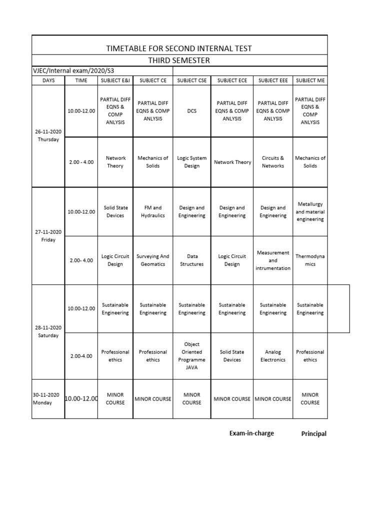 S3 Exam Timetable for 2025 | PDF | Engineering | Physical Sciences