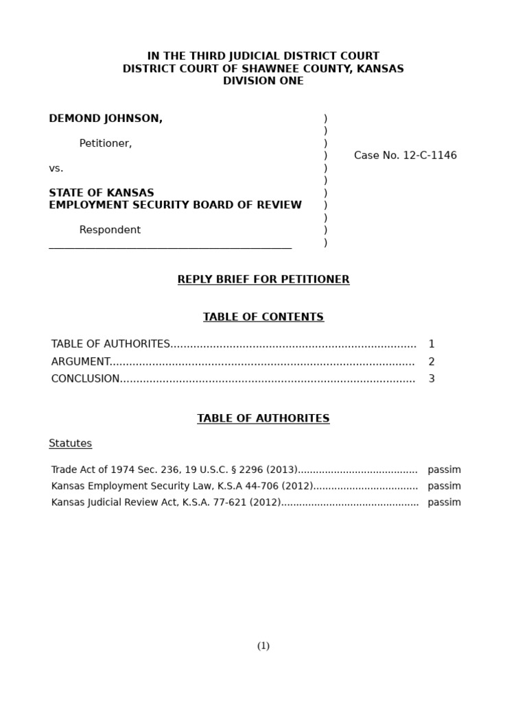 Reply Brief | PDF | Employment | United States Law