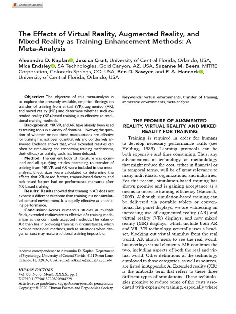 The Effects of Virtual Reality, Augmented Reality, and Mixed Reality As ...