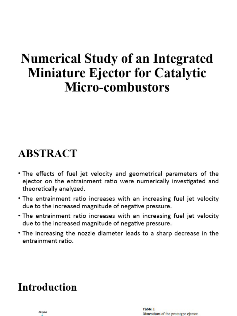 Numerical Study of An Integrated Miniature Ejector For | PDF | Jet Engine | Combustion