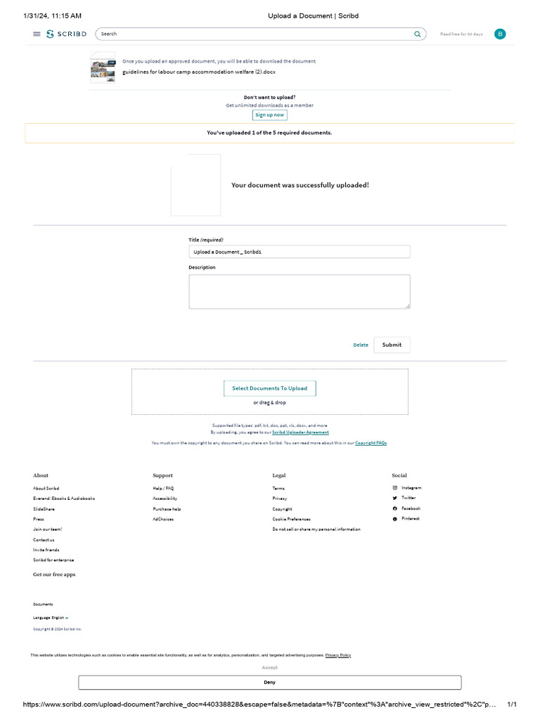 Upload A Document - Scribd2 | PDF | Scribd | Cyberspace