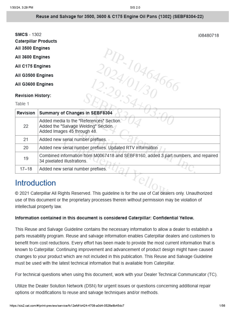 Reuse and Salvage For 3500, 3600 & C175 Engine Oil Pans | PDF ...