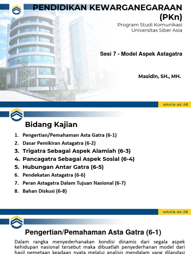 Sesi 7 PKN-KM (Aspek Astagatra) - 2022 | PDF