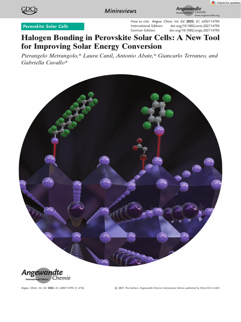 Halogen Bonding in Perovskite Solar Cells A New Tool For Improving ...