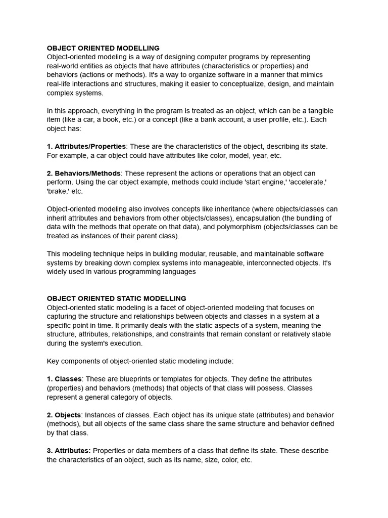 Object Oriented Modelling | PDF | Object (Computer Science) | Class ... Object Oriented Modelling | PDF | Object (Computer Science) | Class ...