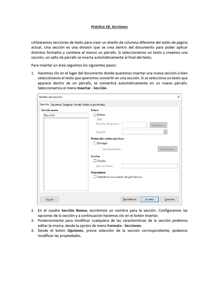 Práctica 18. Secciones | PDF
