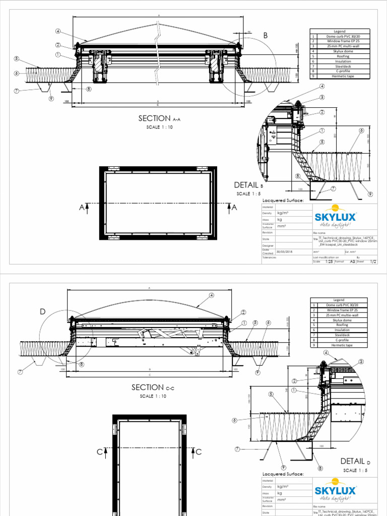 TT Technical Drawing Skylux 160ce LM Curb pvc30 20 PVC Window 25mm Ew ...
