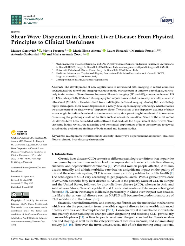 Share Wave Dispersion in Cronic Liver Disease From Physical Principles ...