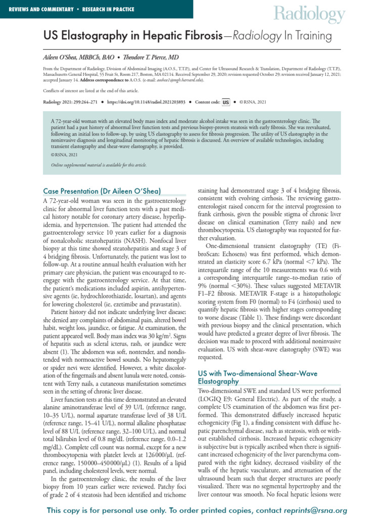 Evaluating Cirrhosis via US Elastography | PDF | Cirrhosis | Medical ...