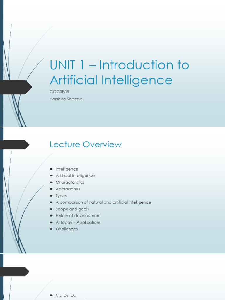 Unit 1 Intro To AI | PDF | Computers | Technology & Engineering