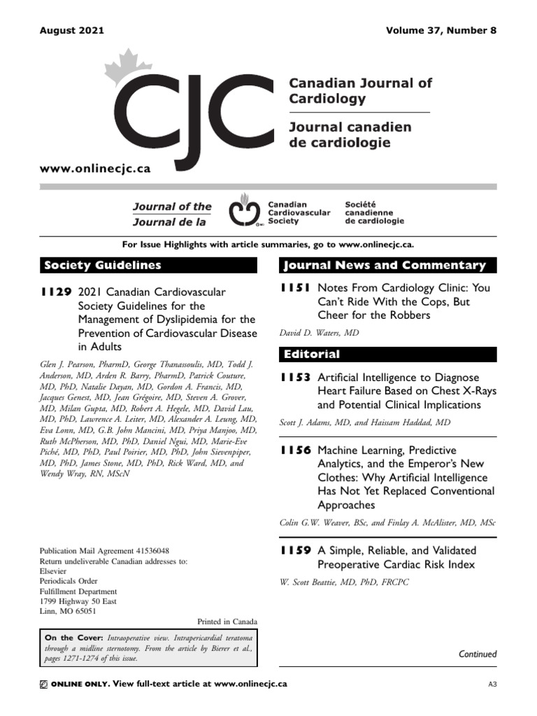Table of Contents - Cjca | Download Free PDF | Cardiology | Heart
