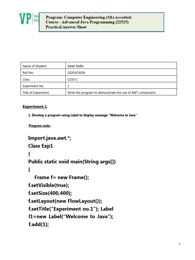 Ajp All Practicals | PDF | Method (Computer Programming) | Software ... Ajp All Practicals | PDF | Method (Computer Programming) | Software ...