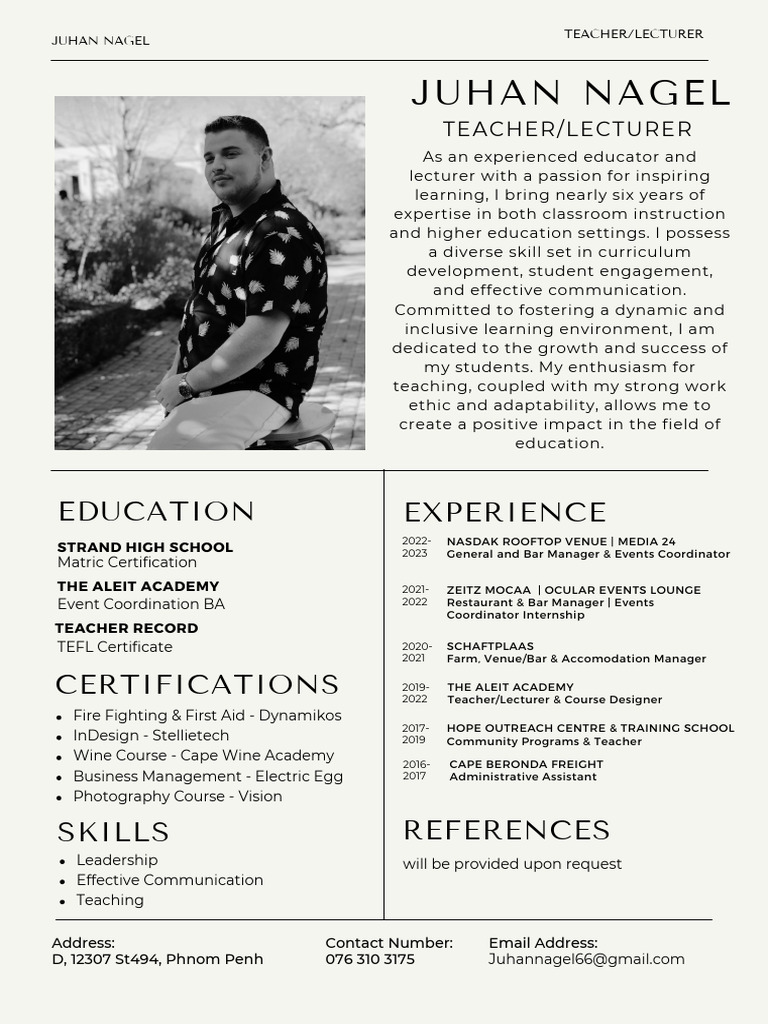 Example of CV | PDF | Teachers | Pedagogy