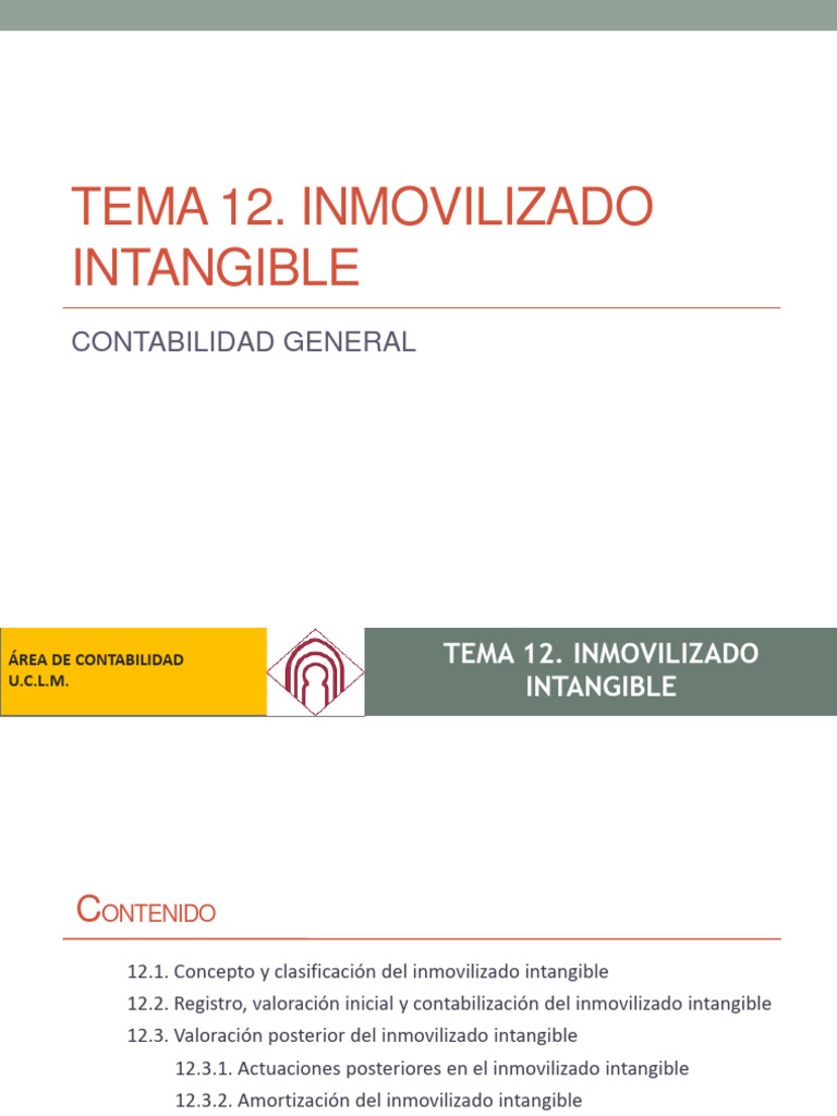 Tema 12 Inmovilizado Intangible | PDF | Activo intangible | Contabilidad