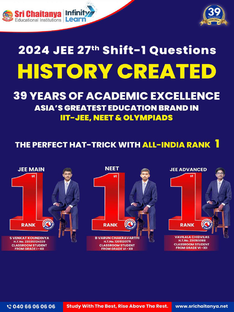 27th Shift-1 JEE Questions | PDF