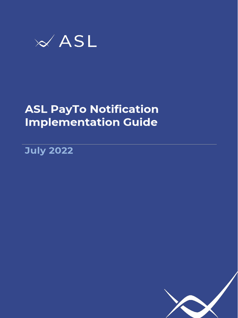 ASL PayTo Notifications Implementation Guide v0.1 DRAFT | PDF | Payments | Computing