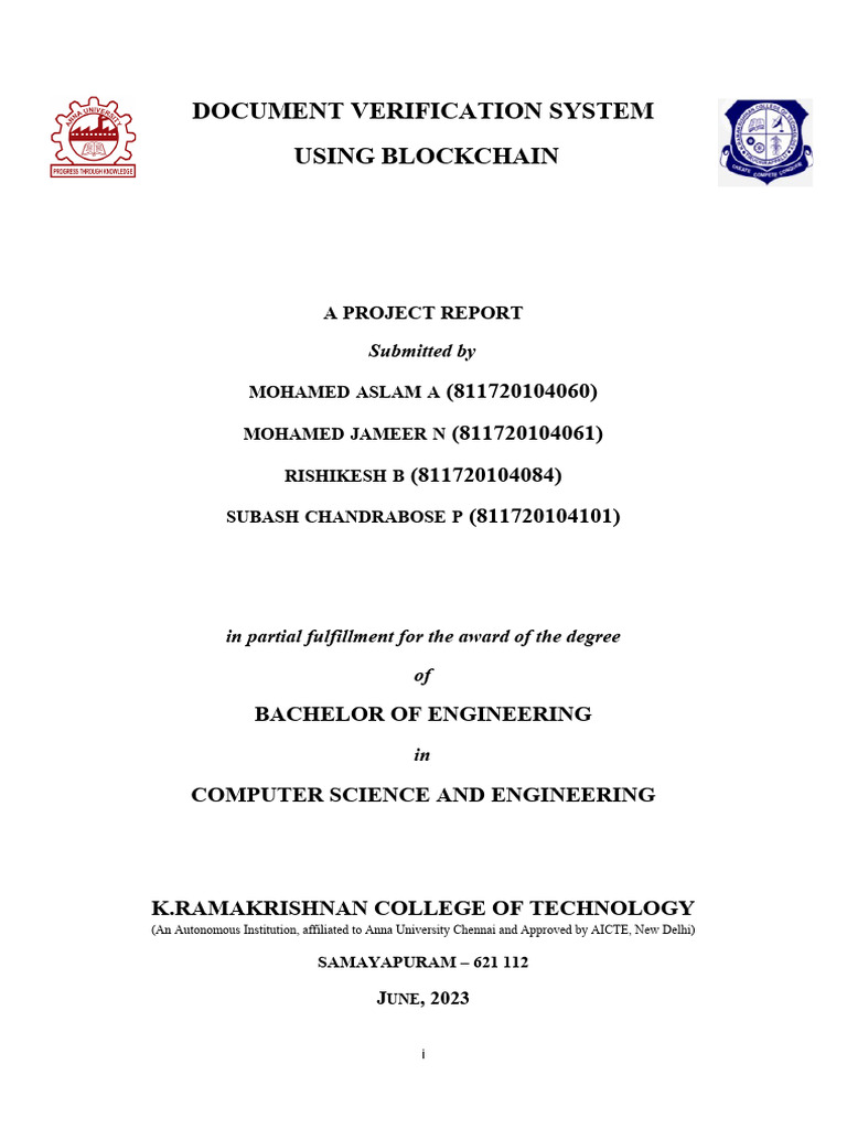 Document Verification System Using Blockchain: Submitted by | PDF ... Document Verification System Using Blockchain: Submitted by | PDF ...