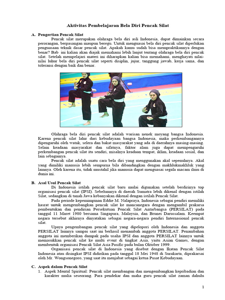 Aktivitas Pembelajaran Bela Diri Dengan Pencak Silat | PDF | Kesehatan Holistik | Sains & Matematika