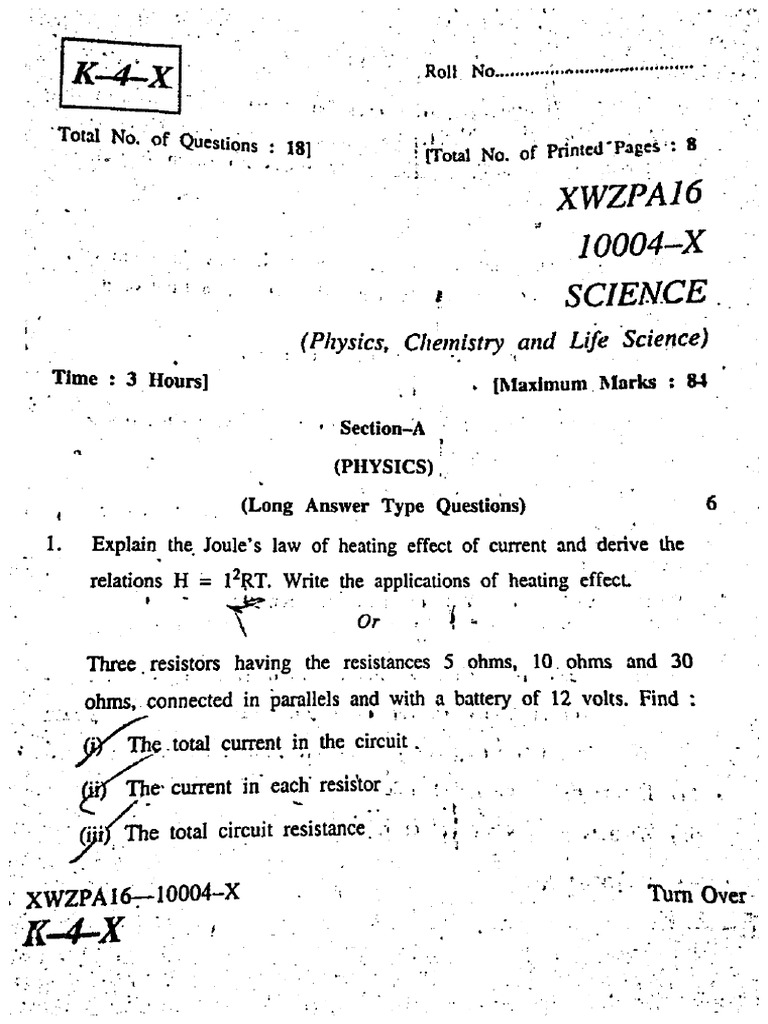 JK Bose Class 10 Science 10004 X 2016 | PDF