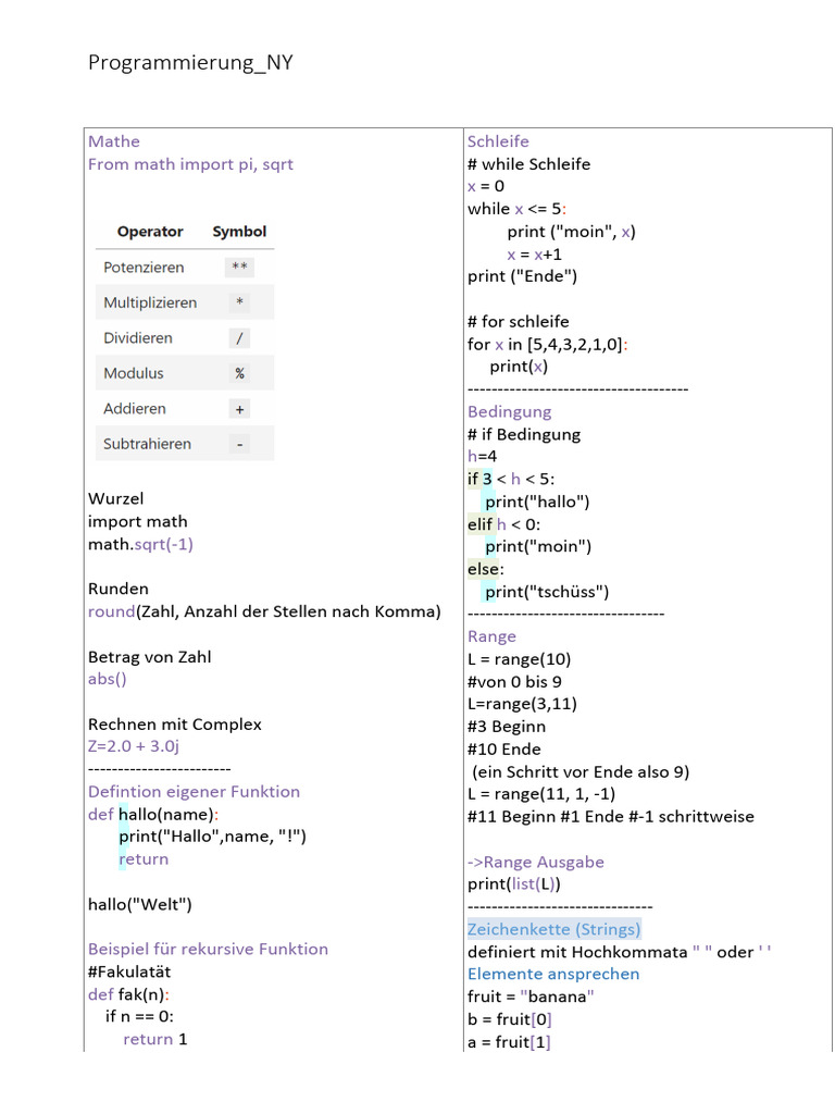 Phython Grundlage NY | PDF