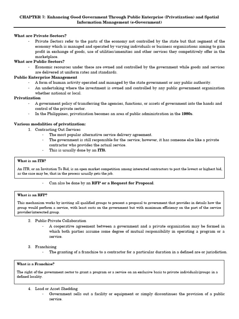 Chapter 7 Reviewer | PDF | E Government | Privatization