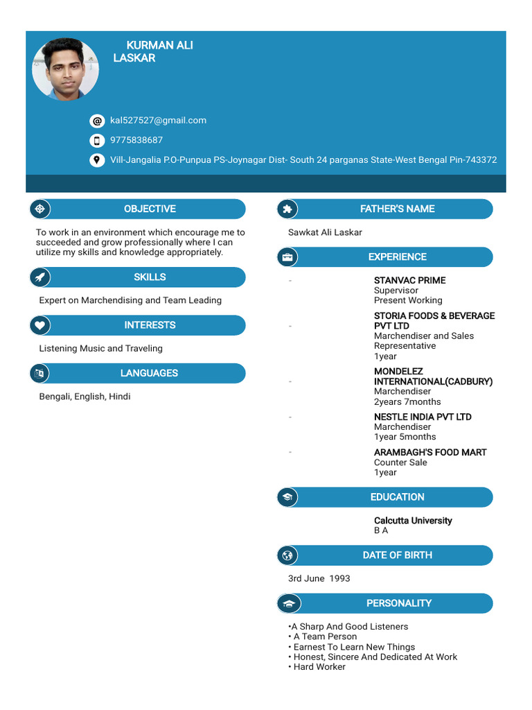 CV - Kurman Ali | PDF | Behavior Modification | Learning