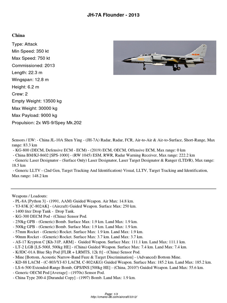 JH-7A Flounder | PDF | Aircraft | Jet Aircraft
