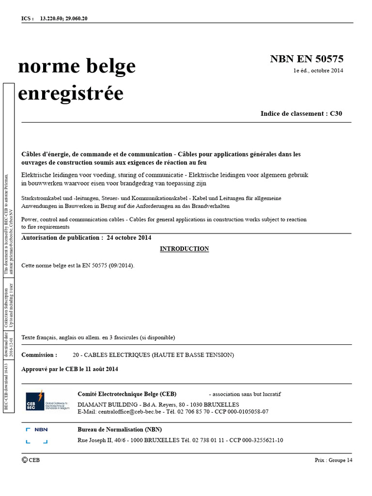 NBN en 50575 (2014) (En) | PDF