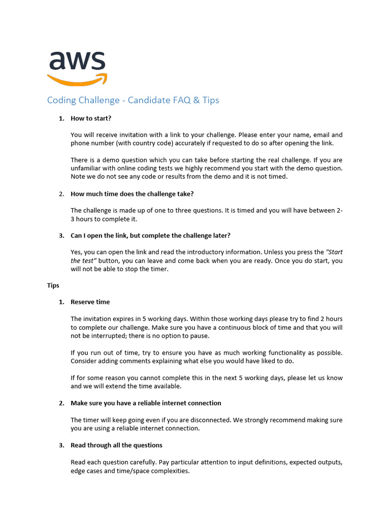 Coding Challenge - Candidate FAQ & Tips-1 | PDF | Computer Programming ...