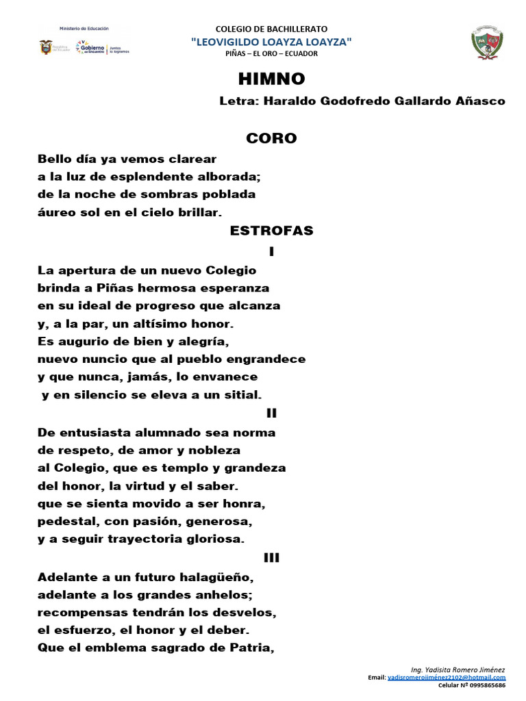 Himno Al Colegio LLL | PDF
