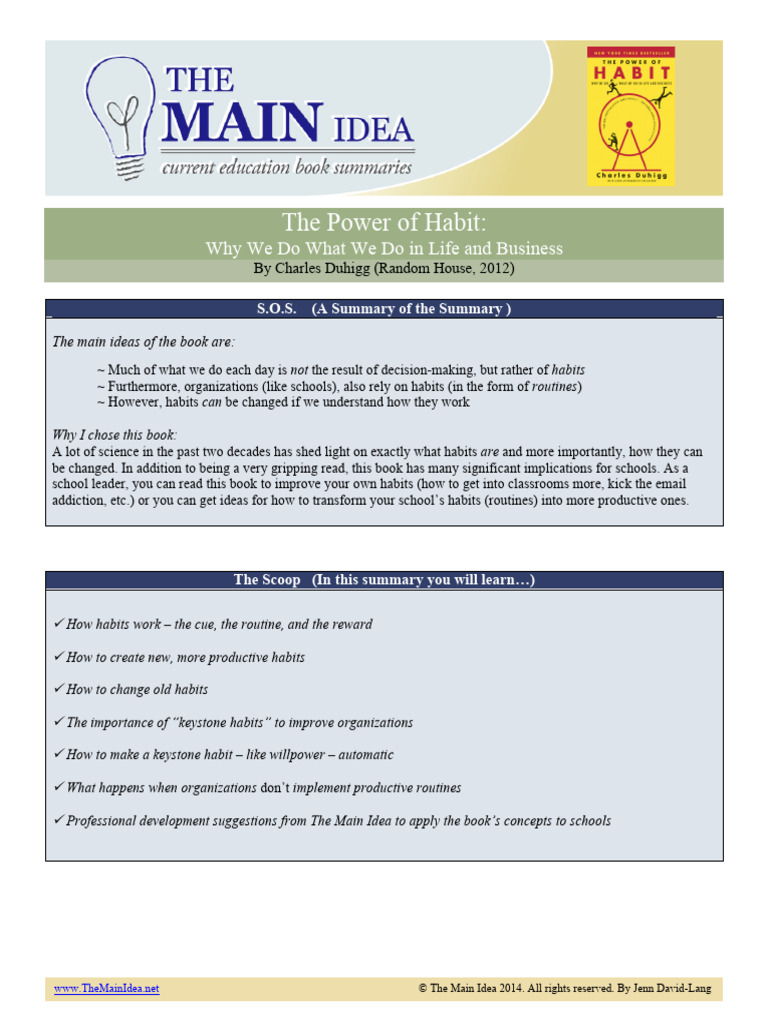 Main Idea Power of Habit | PDF
