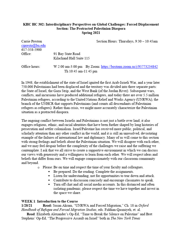 Protracted Palestinian Diaspora Course | PDF | Palestinian Refugees ...