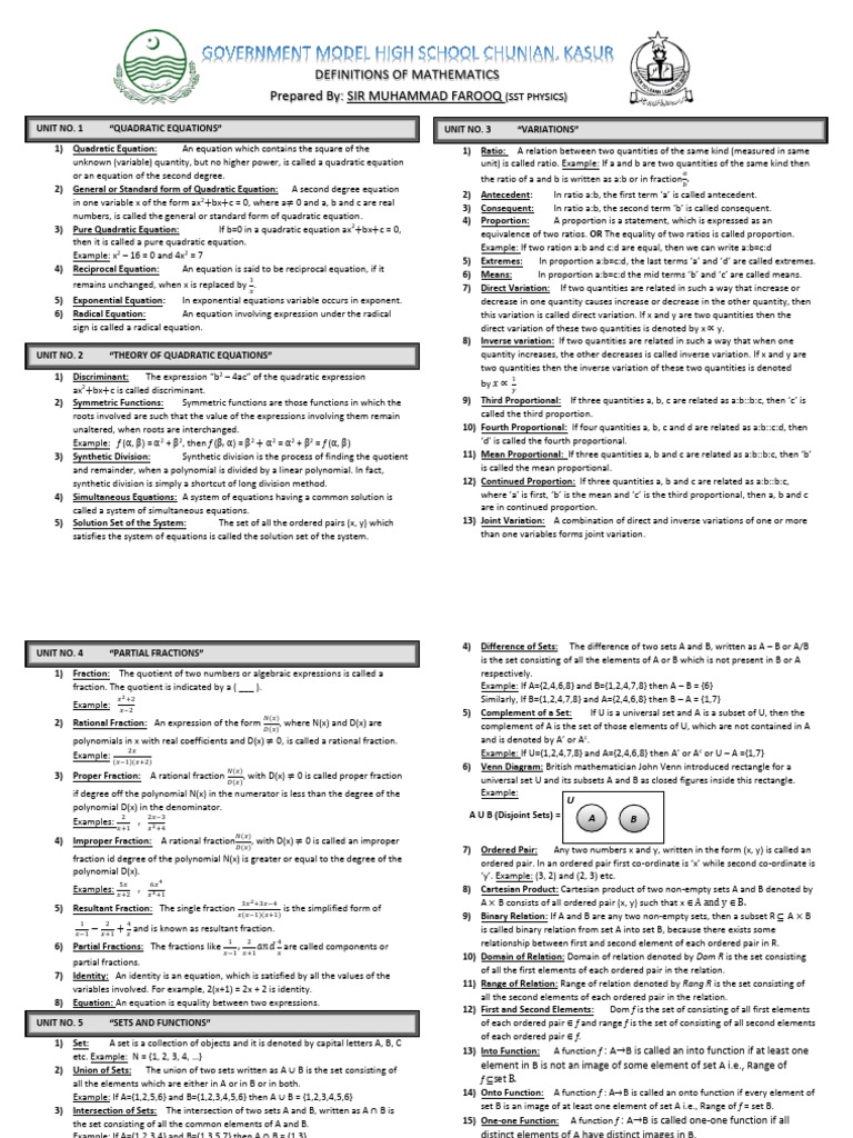 Math 10 Definitions | PDF | Circle | Trigonometric Functions