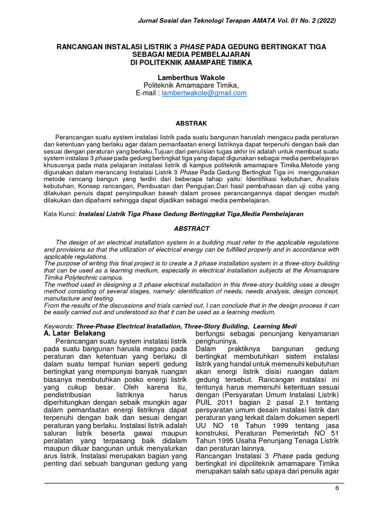 Rancangan Instalasi Listrik 3 Phase Pada Gedung Bertingkat Tiga Sebagai ...