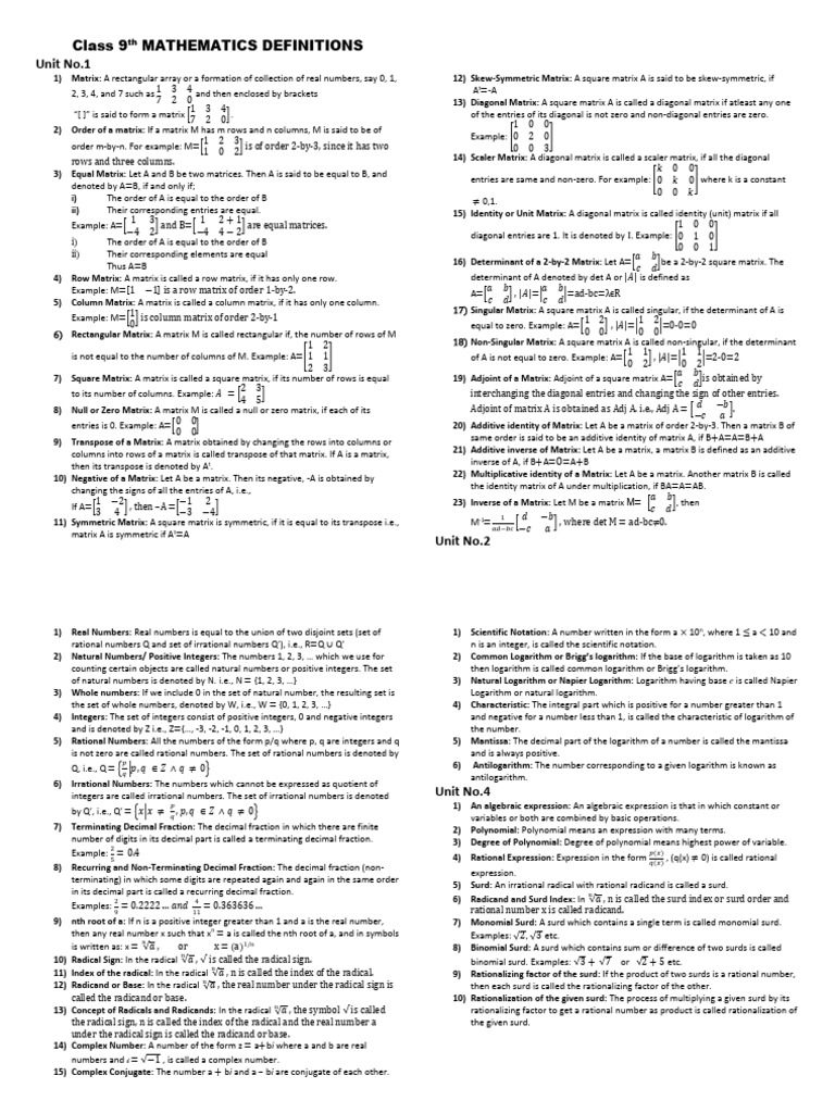 Mathematics Definitions | PDF | Matrix (Mathematics) | Triangle Mathematics Definitions | PDF | Matrix (Mathematics) | Triangle